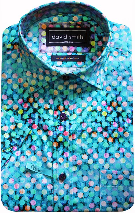 David Smith Shirt S/S Spot Print - Men's Shirts | Yarntons | Free NZ ...