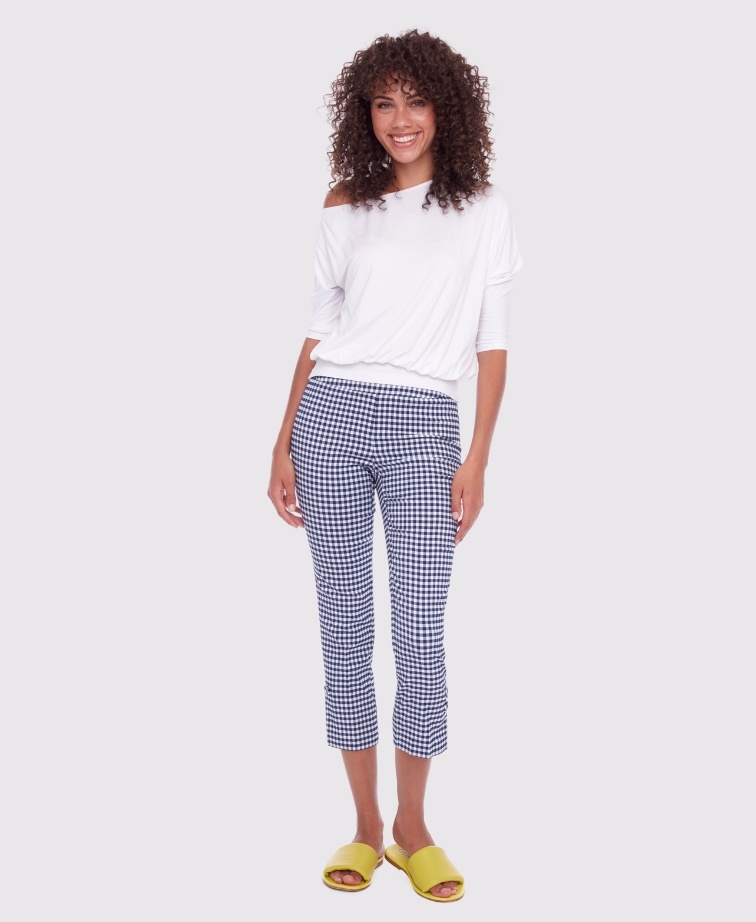 Up! Pants Crop Gingham Button Hem - Brands-Ladies : Yarntons | New ...
