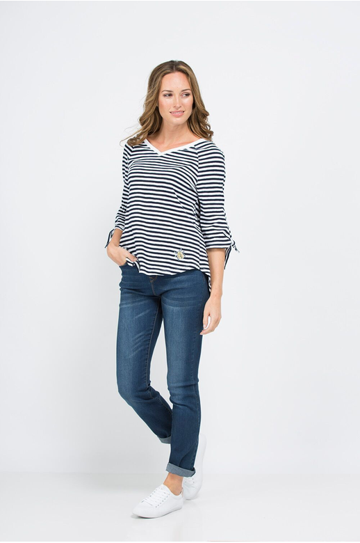 Threadz Top Stripe Tie Sleeve - Women's Tops | Yarntons | Free NZ ...